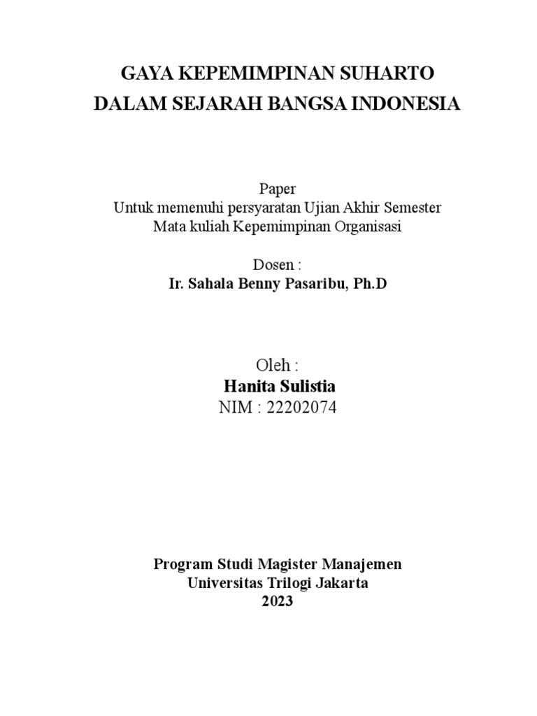 Gaya Kepemimpinan Suharto | PDF