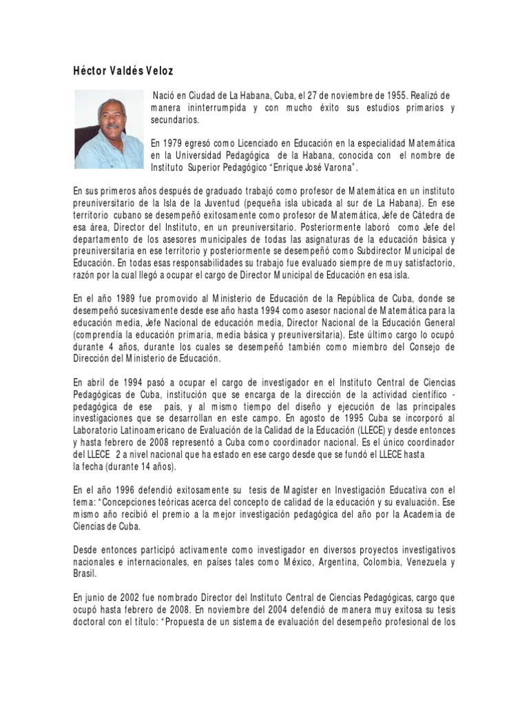 Trayectoria de Héctor Valdés Veloz en Educación | PDF | America latina ...