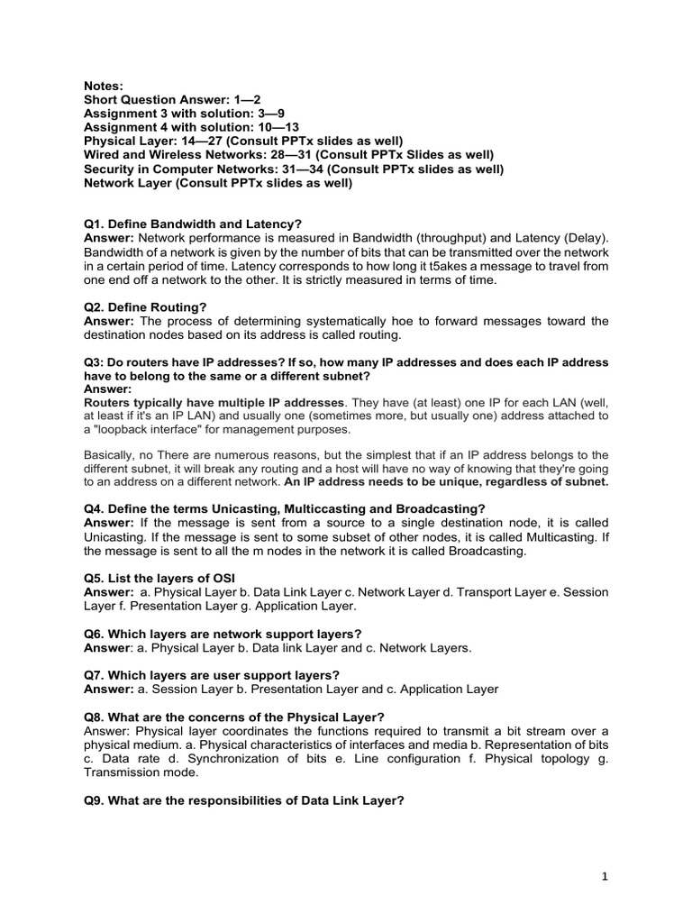 Notes Final | PDF | Routing | Computer Network