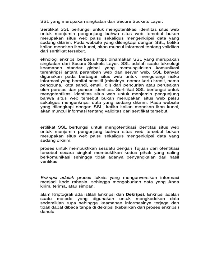 Pengertian dan Fungsi SSL dalam Keamanan Web | PDF | Komputer
