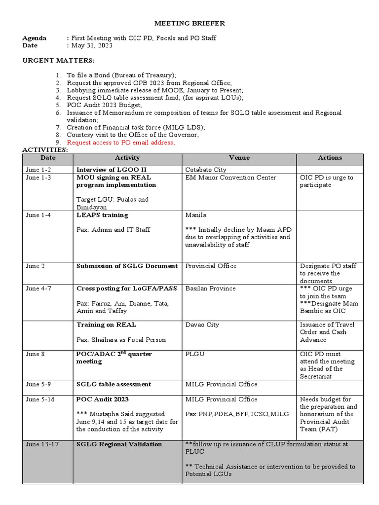 Meeting Briefer | PDF