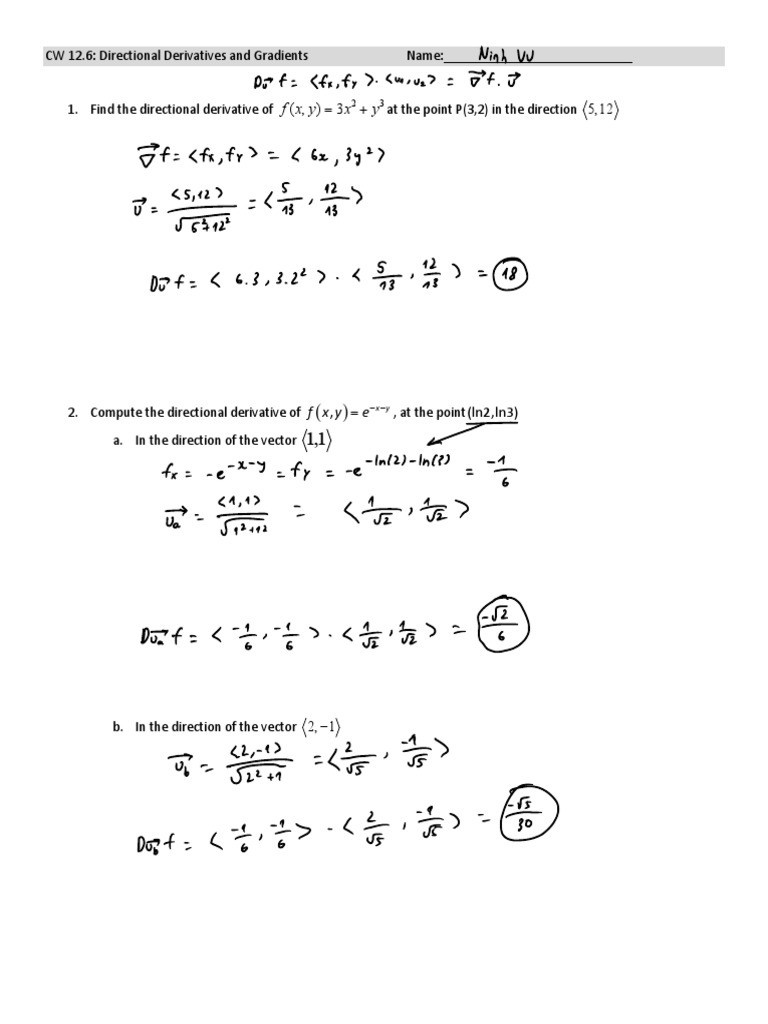 CW 12 6 Directional Derivatives and Gradients | PDF | Mathematics Of ... CW 12 6 Directional Derivatives and Gradients | PDF | Mathematics Of ...