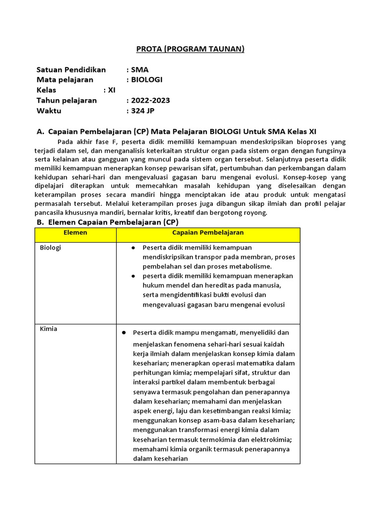 Contoh PROTA SMA | PDF | Seni