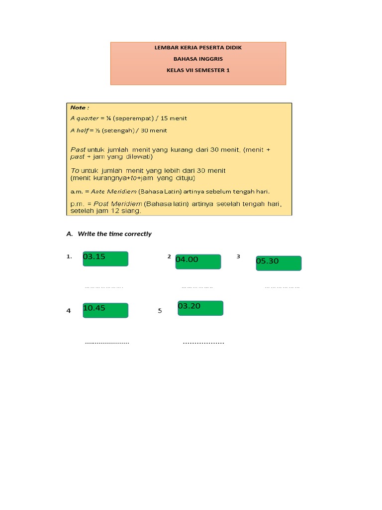 KD 3.3= LKPD time | PDF