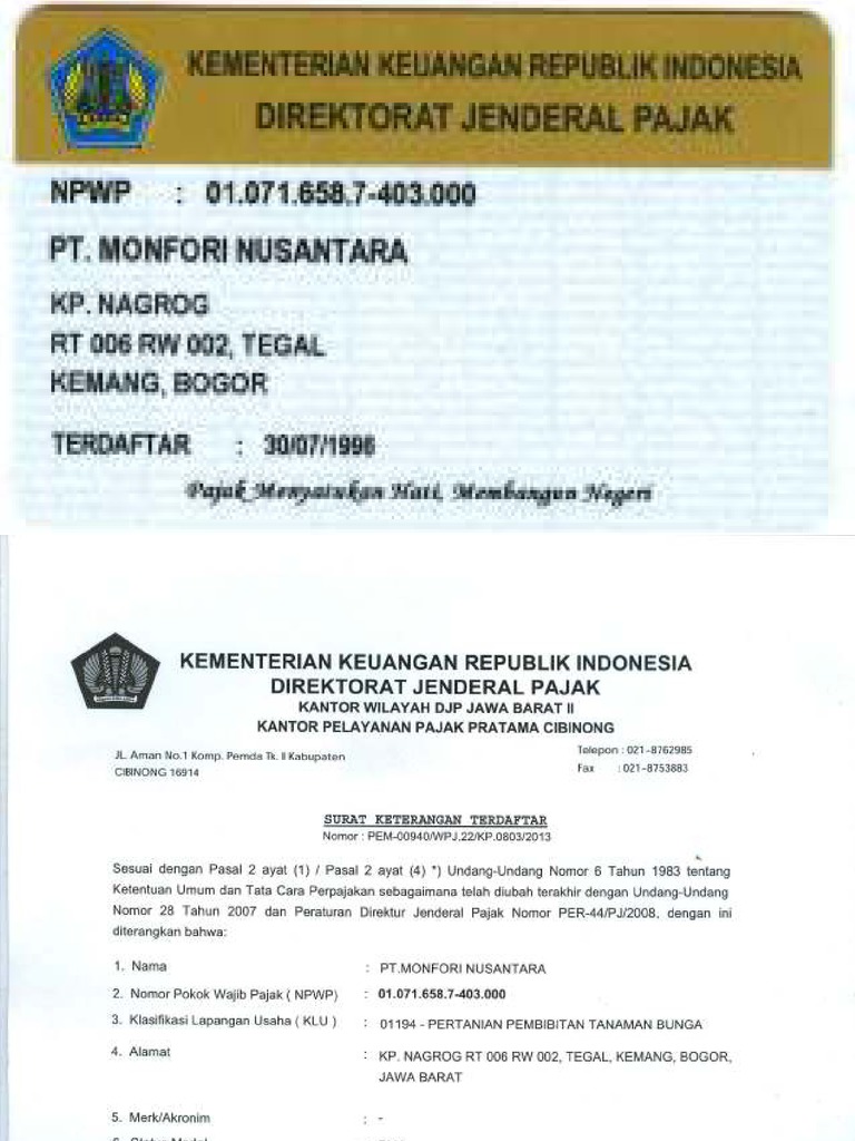 NPWP Pusat Bogor - Compressed | PDF