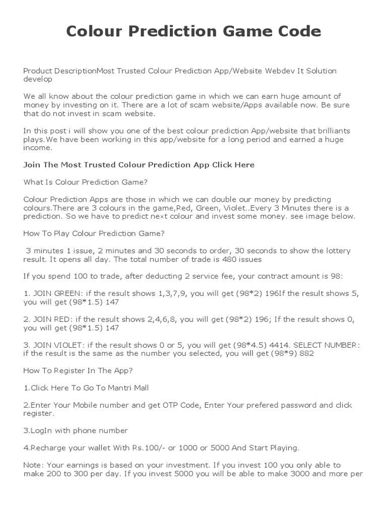 Color Prediction Game Developer | PDF | Business