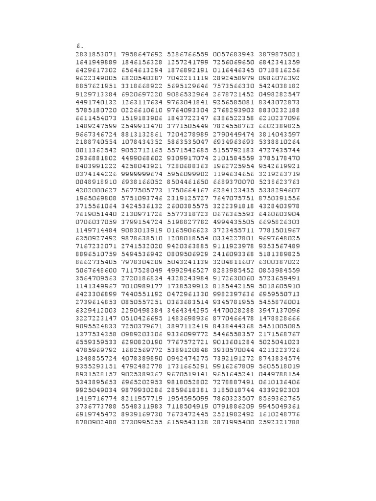 First 2350 Digits of Tau | PDF