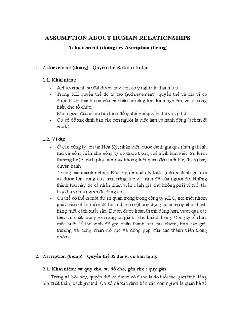 NHÓM 2 - Achievement (Doing) Vs Ascription (Being) | PDF