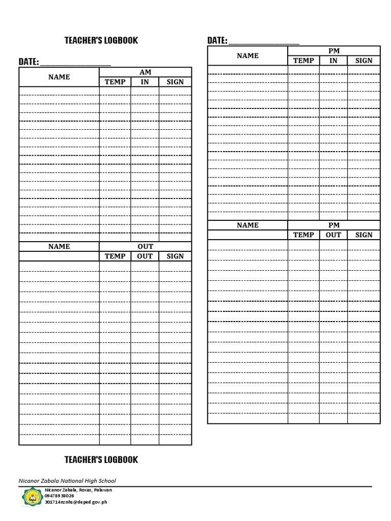 Teacher Logbook | PDF