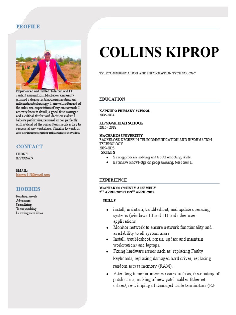 Collins Kiprop | PDF | Computer Network | Telecommunications