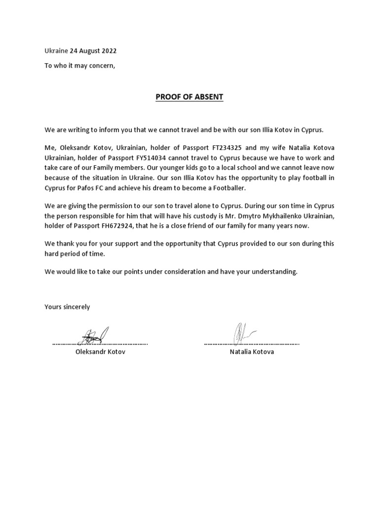 Proof of Absent | PDF