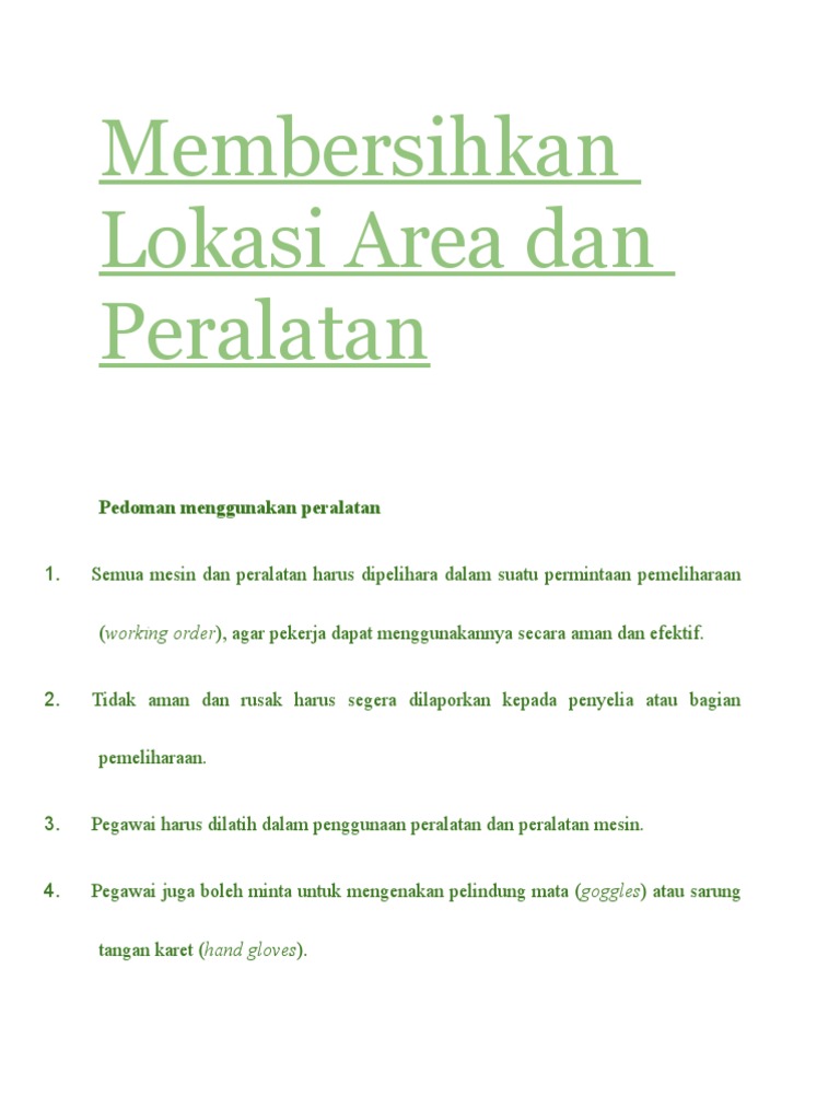 Panduan Pemeliharaan Peralatan | PDF