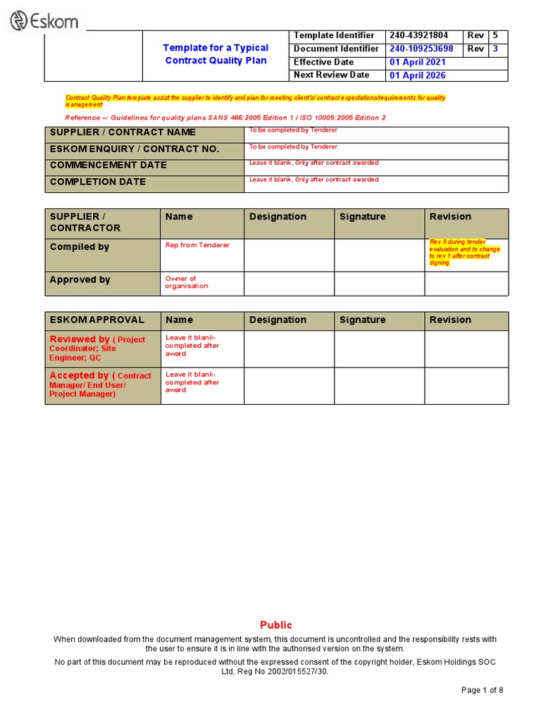 240-109253698 CQP Template - Rev 3 | PDF | Quality Assurance | Quality Management