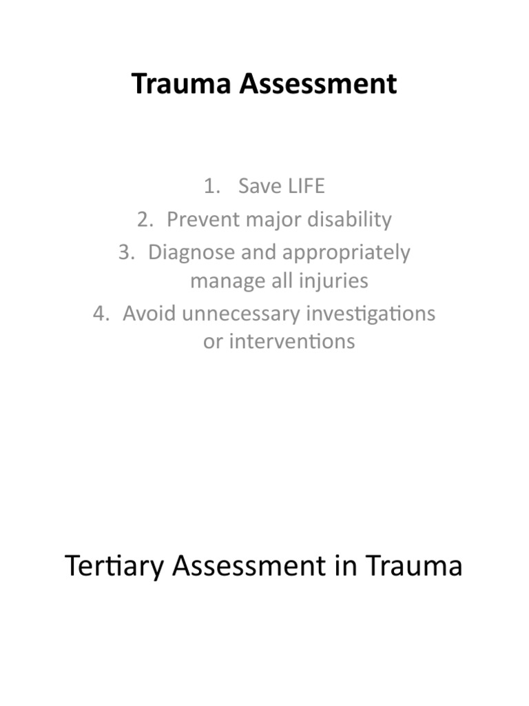 Tertiary Assessment | PDF | Health Care | Injury