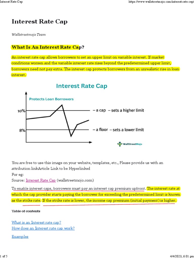 Interest Rate Cap & Floor | PDF | Interest | Loans