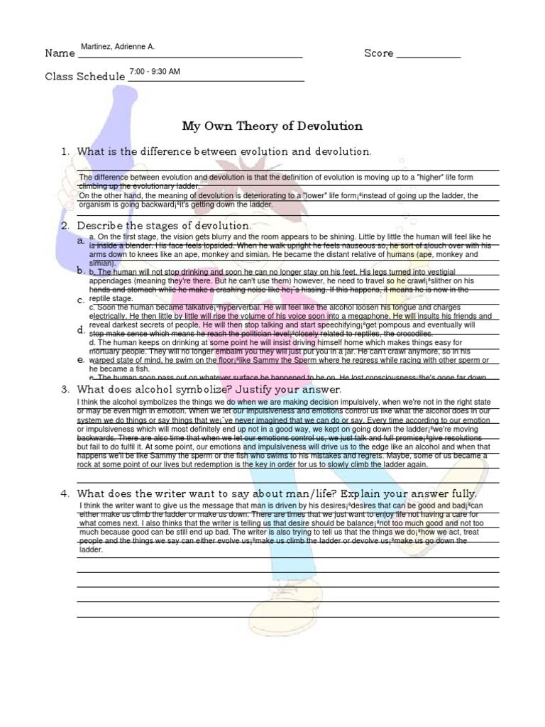 Worksheet - My Own Theory of Devolution | PDF
