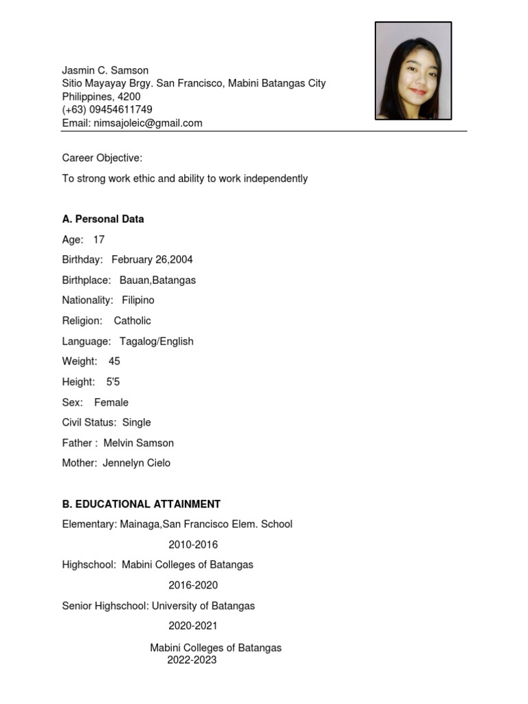 Jasmin C. Samson Resume Overview | PDF | Wellness
