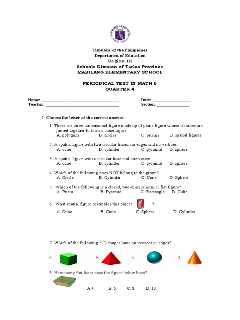 Math 6 | PDF | Volume | Sphere