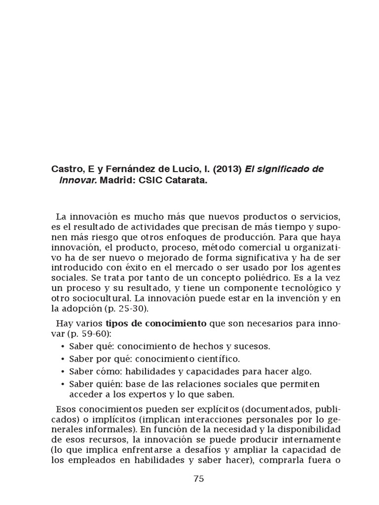 Castro-Fernandez Innovación | PDF | Innovación | Conocimiento