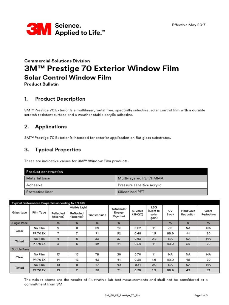 3M Prestige 70 Exterior PB | PDF | Physical Sciences | Building Engineering