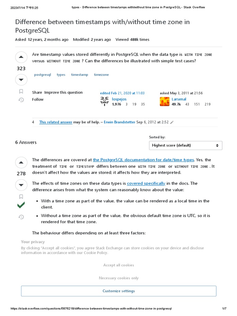 Types - Difference Between Timestamps With - Without Time Zone in PostgreSQL - Stack Overflow ...