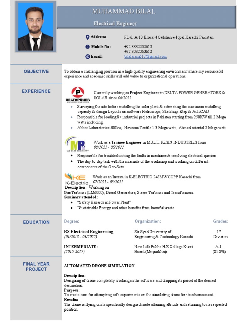 Bilal CV | PDF | Engineering | Pakistan