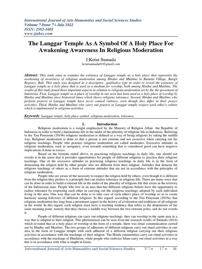 Langgar Temple: A Symbol of Religious Moderation | PDF | Data | Rituals