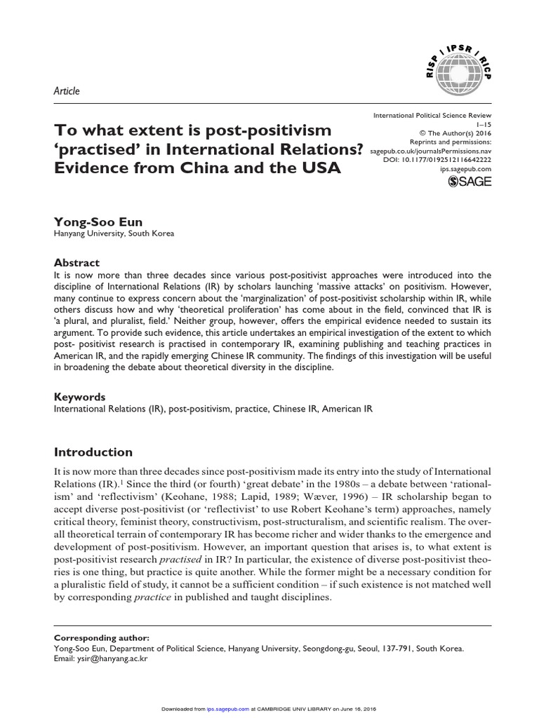 Eun, Y.-S. (2016) - To What Extent Is Post-Positivism "Practised" in ...