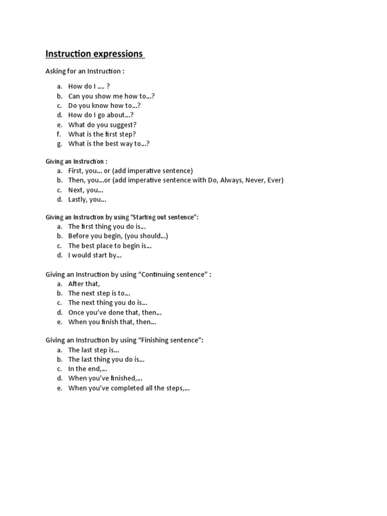 Asking & Giving For An Instruction | PDF