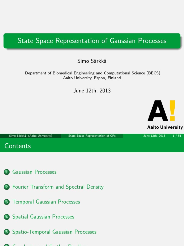 Spatial Gaussian Process Models | PDF | Kalman Filter | Stochastic ...