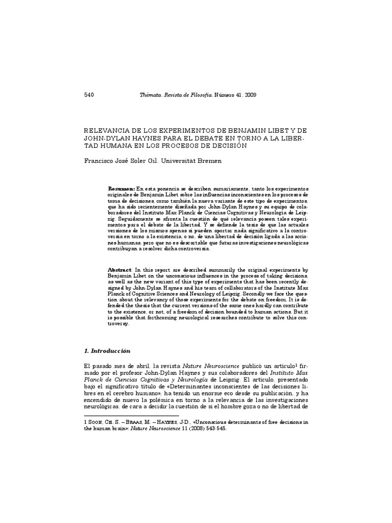 LIBERTAD HUMANA Francisco José Soler Gil | PDF | Mente | Cerebro