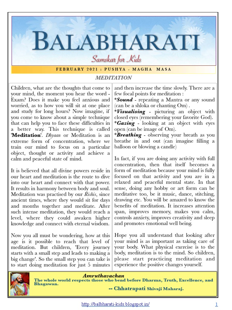 99 Balabharathi 2021 02 | PDF | Meditation