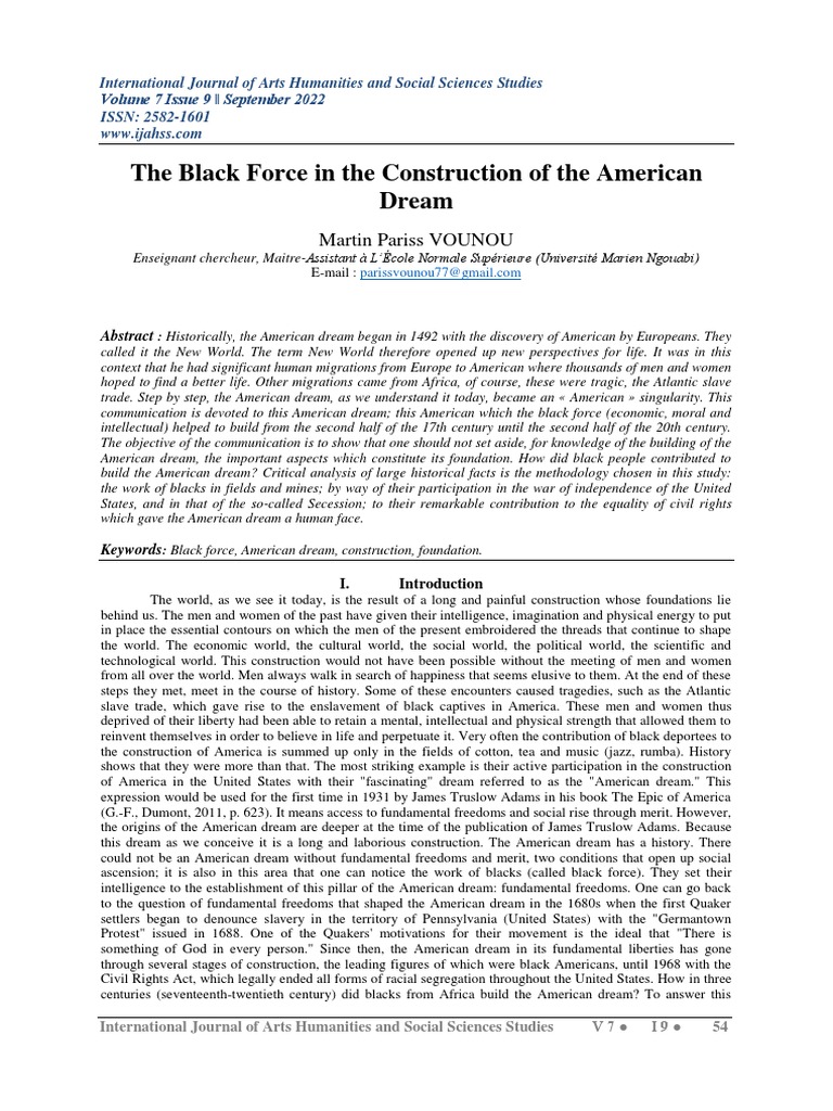 The Black Force in The Construction of The American Dream | PDF ...