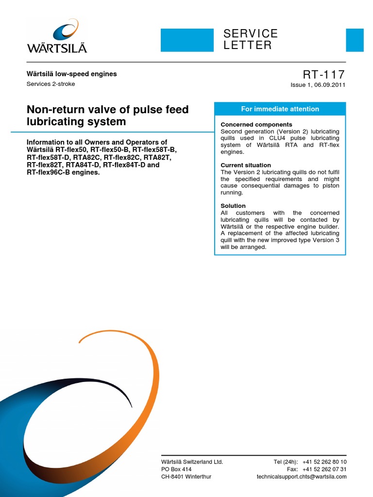 RT-117 Non-Return Valve of Pulse Feed Lubricating System | PDF