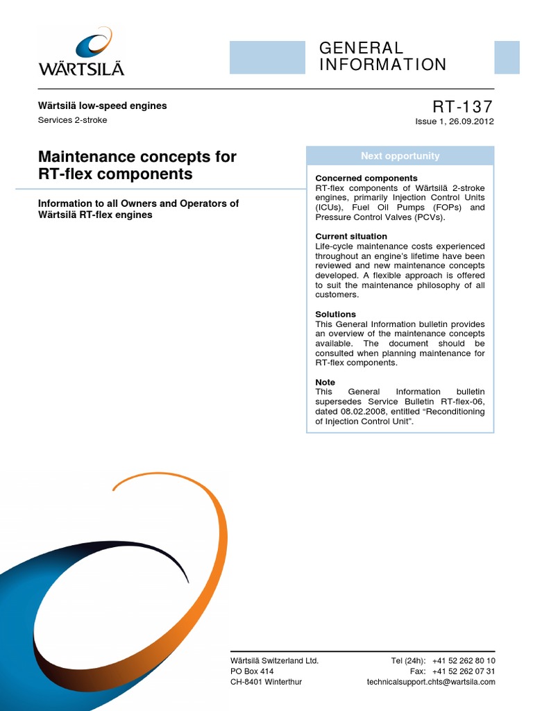 RT-137 Maintenance Concepts For RT-flex Components | PDF | Reliability ...