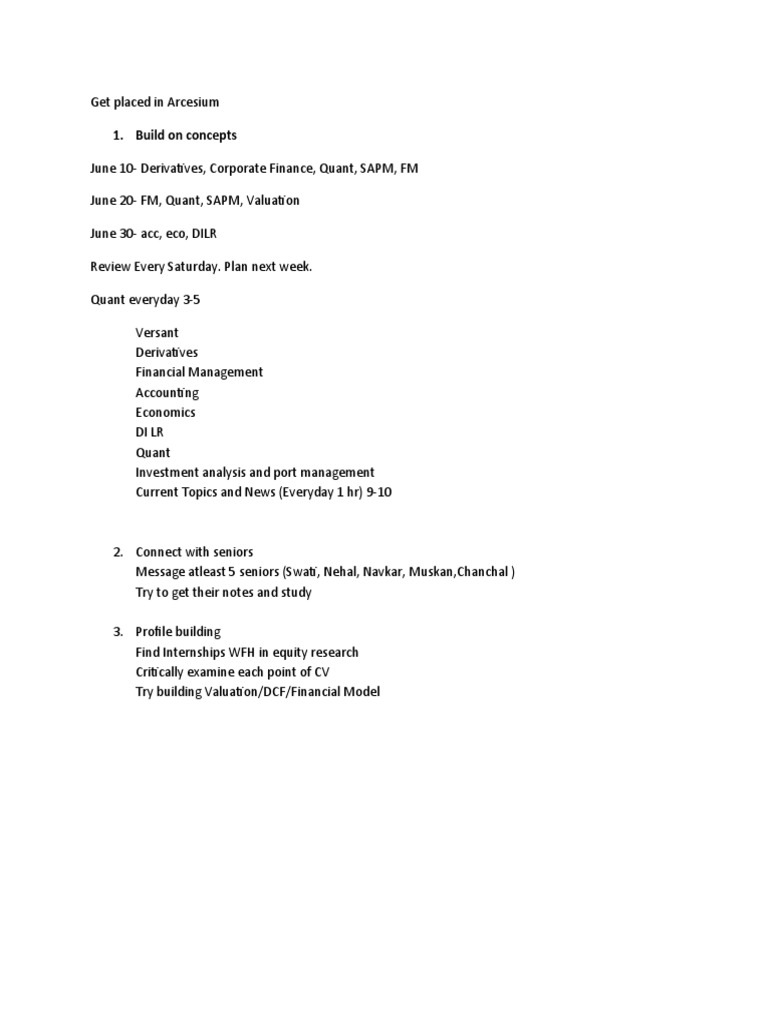 Arcesium Placement Prep Guide | PDF