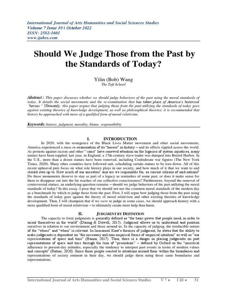 Judging History by Modern Standards | PDF | Immanuel Kant | Morality