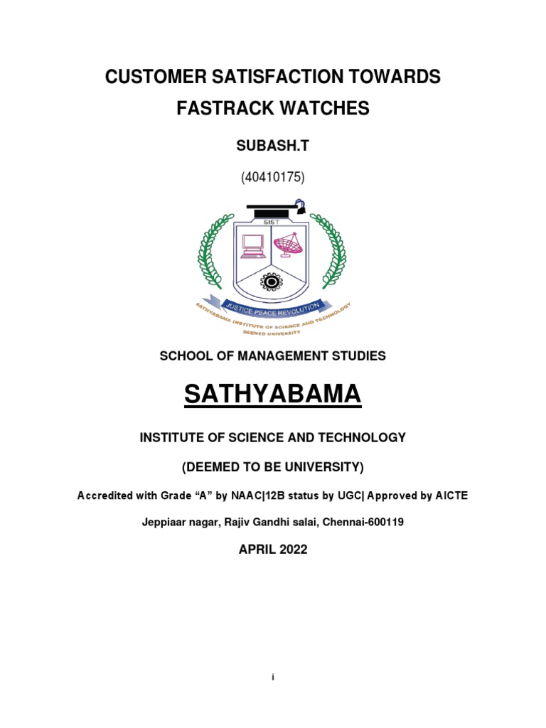 Customer Satisfaction for Fastrack Watches | PDF | Watch | Utility