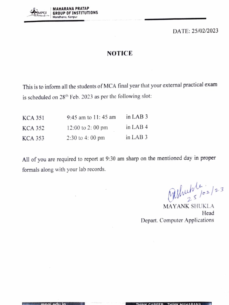Mca Lab Exam | PDF
