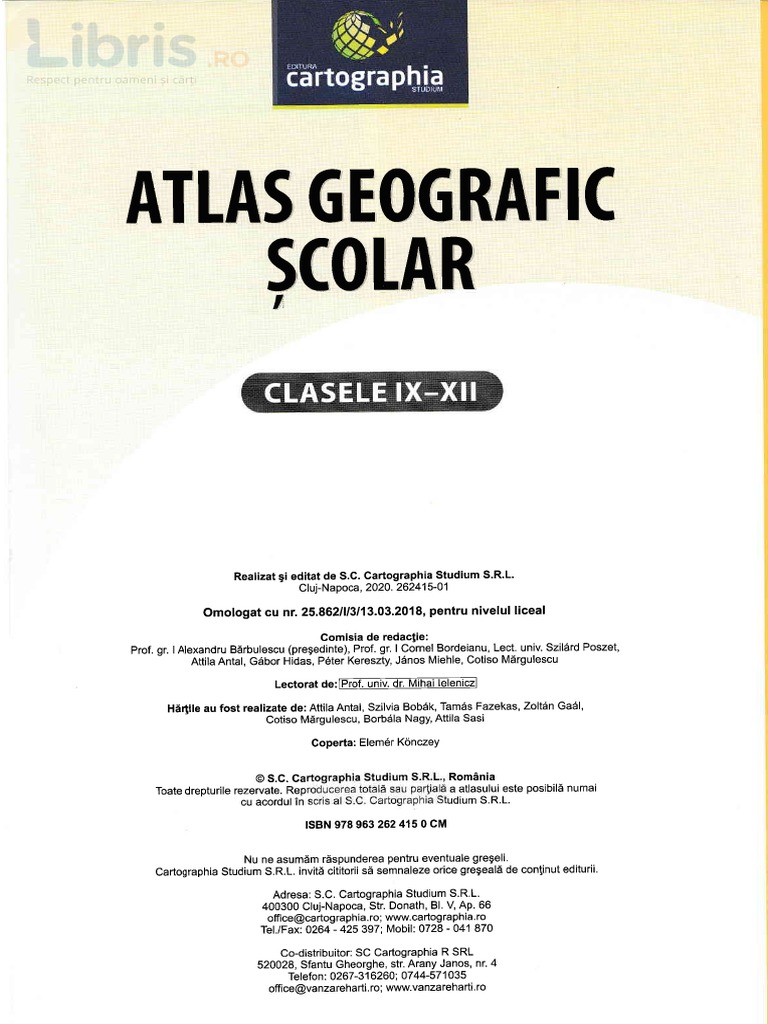 Atlas Geografic Scolar - Clasele IX-XII | PDF