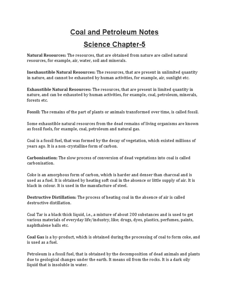 Coal and Petroleum Notes | PDF | Fuels | Petroleum