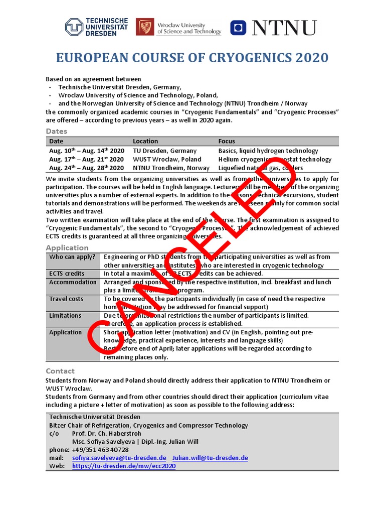 ECC-2020 Flyer Canceled | PDF | Cryogenics | University