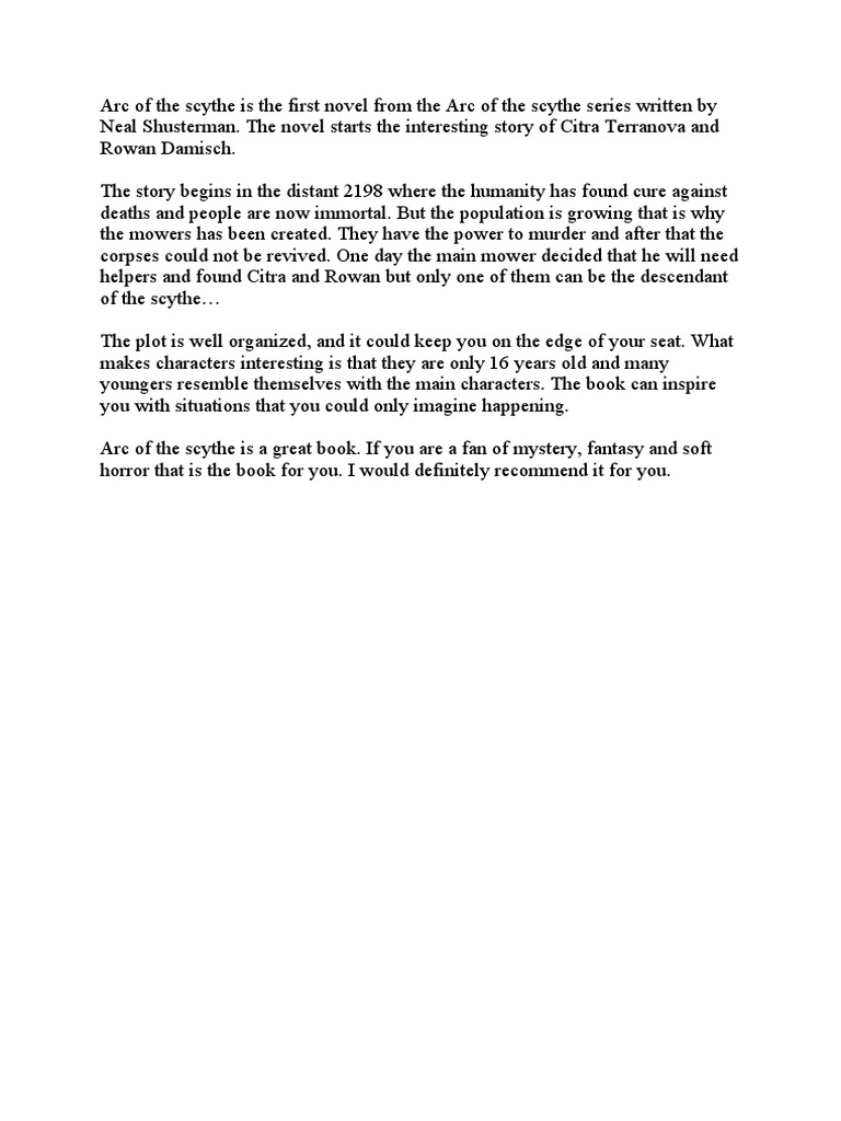 Arc of The Scythe | PDF | Young Adult | General Fiction