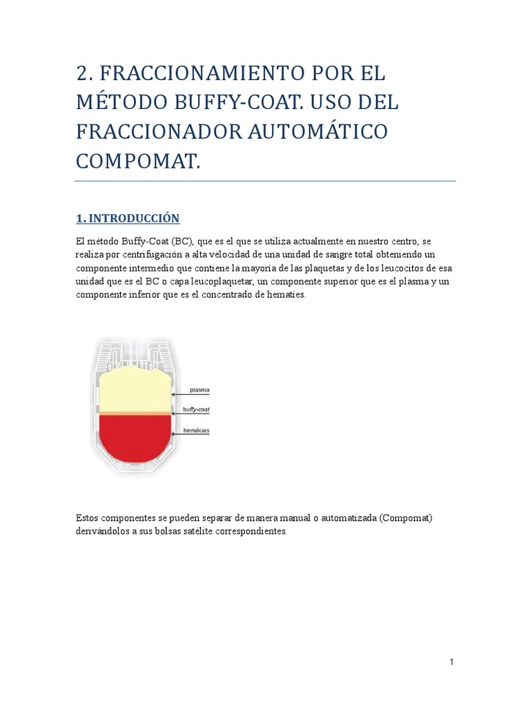 Accionamiento Por El Método Buffy-Coat. Uso Del Fraccionador Automático ...