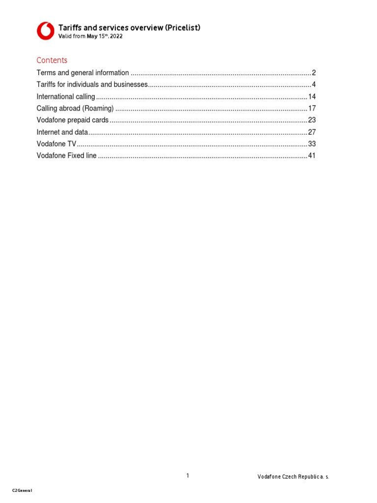 Tariffs and Services Overview | PDF | Invoice | Roaming