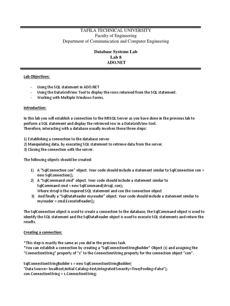 Lab 8 | PDF | Databases | Data