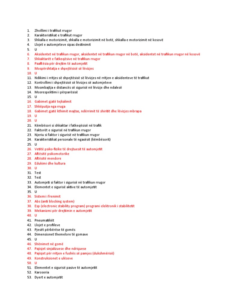 Njesite Siguria Dhe Rregullimi Në Trafikun Rrugor I | PDF