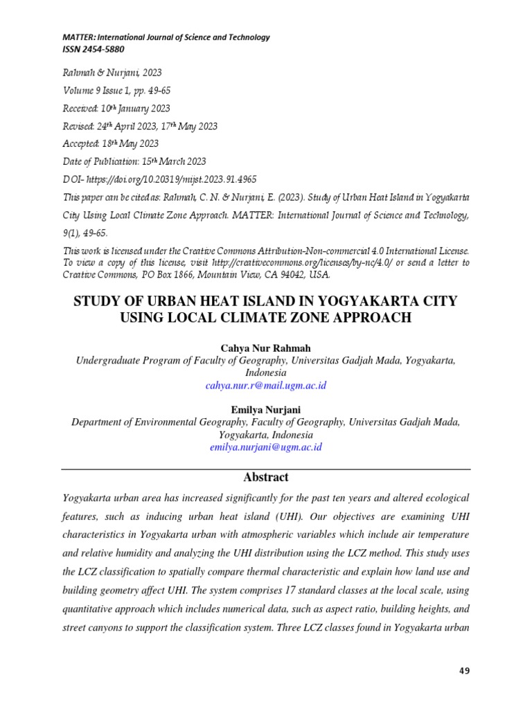 Urban Heat Island Study in Yogyakarta | PDF | Humidity | Temperature