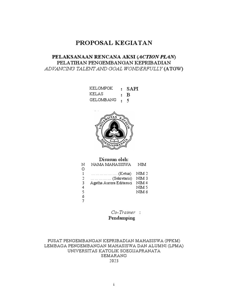 Proposal Action Plan ATGW 2022 (B5-SAPI) | PDF