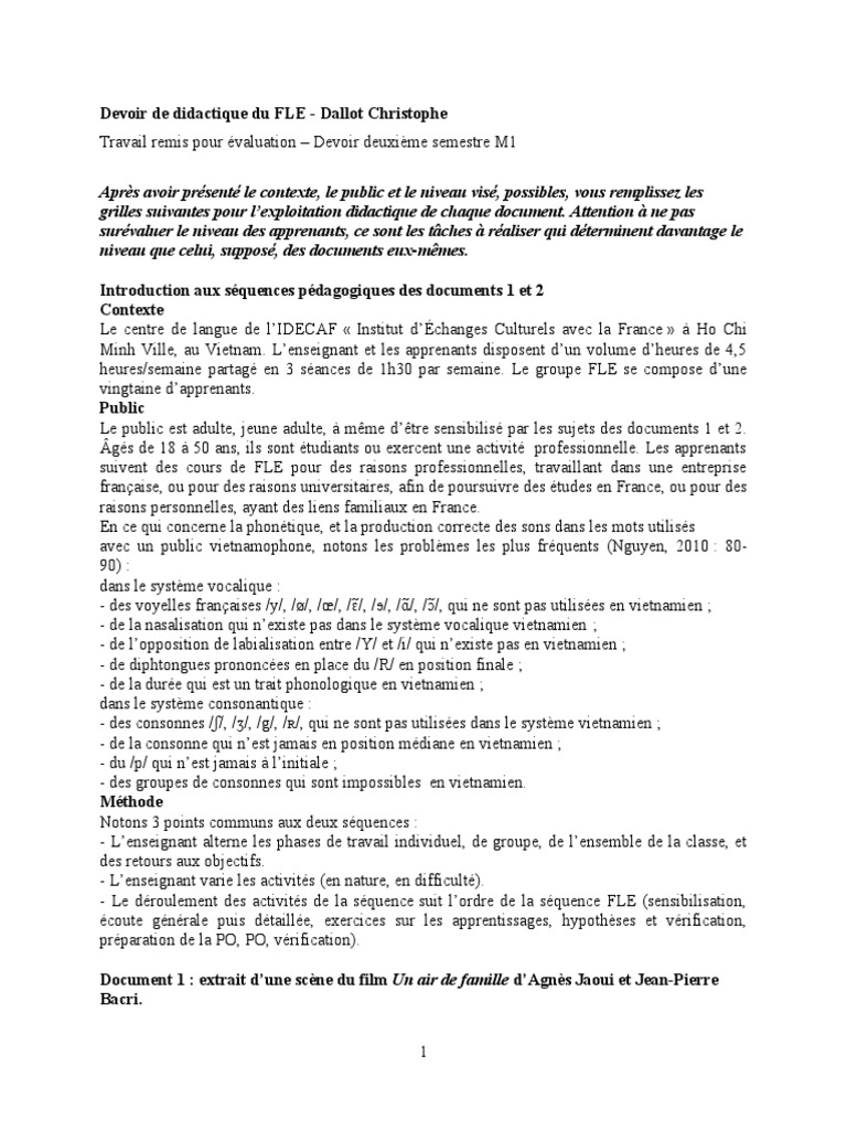 Didactique du FLE : Séquences Pédagogiques | PDF | Voyelle ...